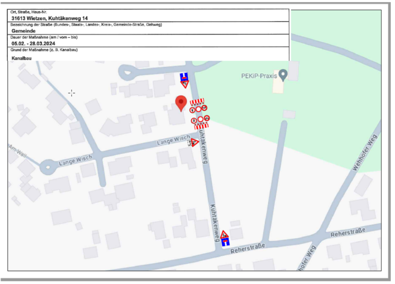 Straßensperrung: Kuhtäkenweg Wietzen 05.02-28.03.2024 – Weser-Aue Aktuell